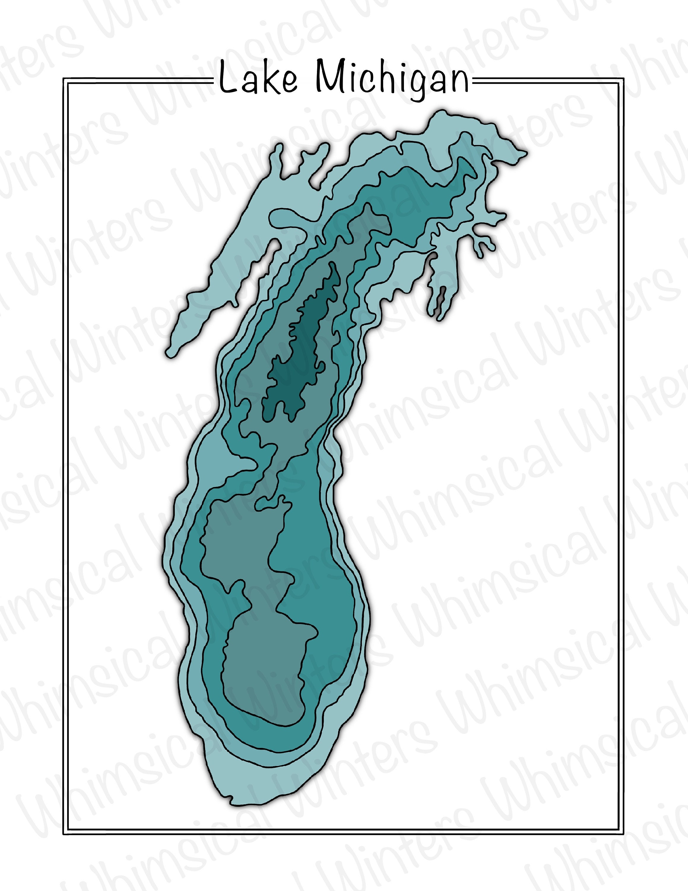 Lake Michigan Topography Wall Art - Etsy