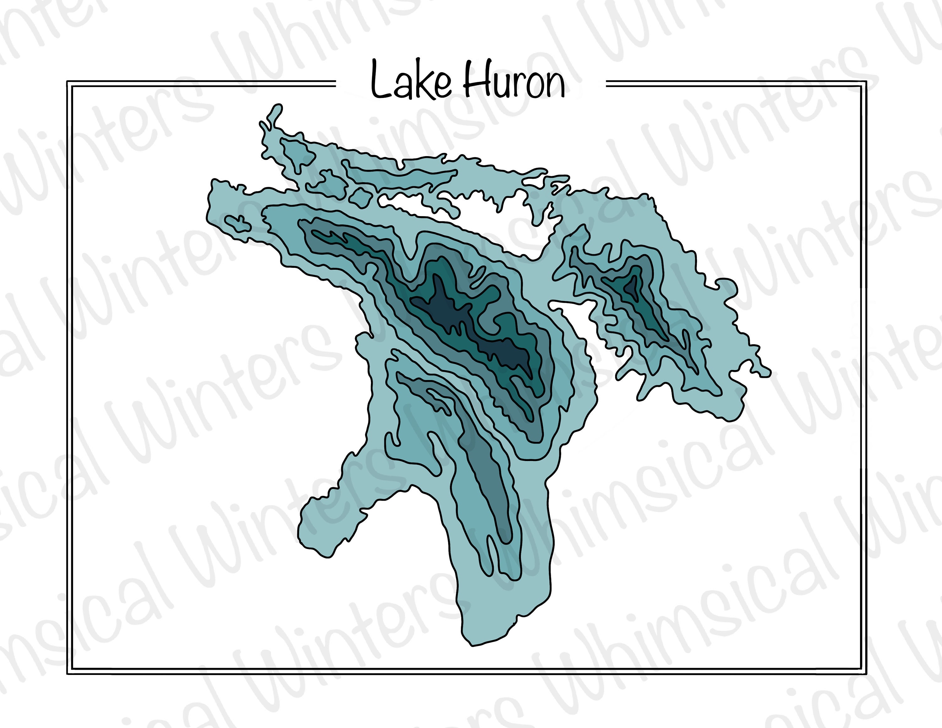 Lake Huron Topography Wall Art - Etsy