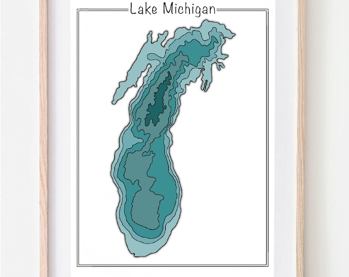Lake Michigan Topography Wall Art - Etsy