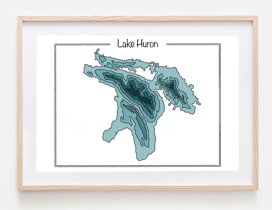 Lake Huron Topography Wall Art - Etsy