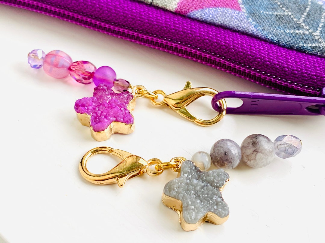 1 Druzy Star Zipper Pull, Beaded Celestial Zipper Pull, Czech Glass ...
