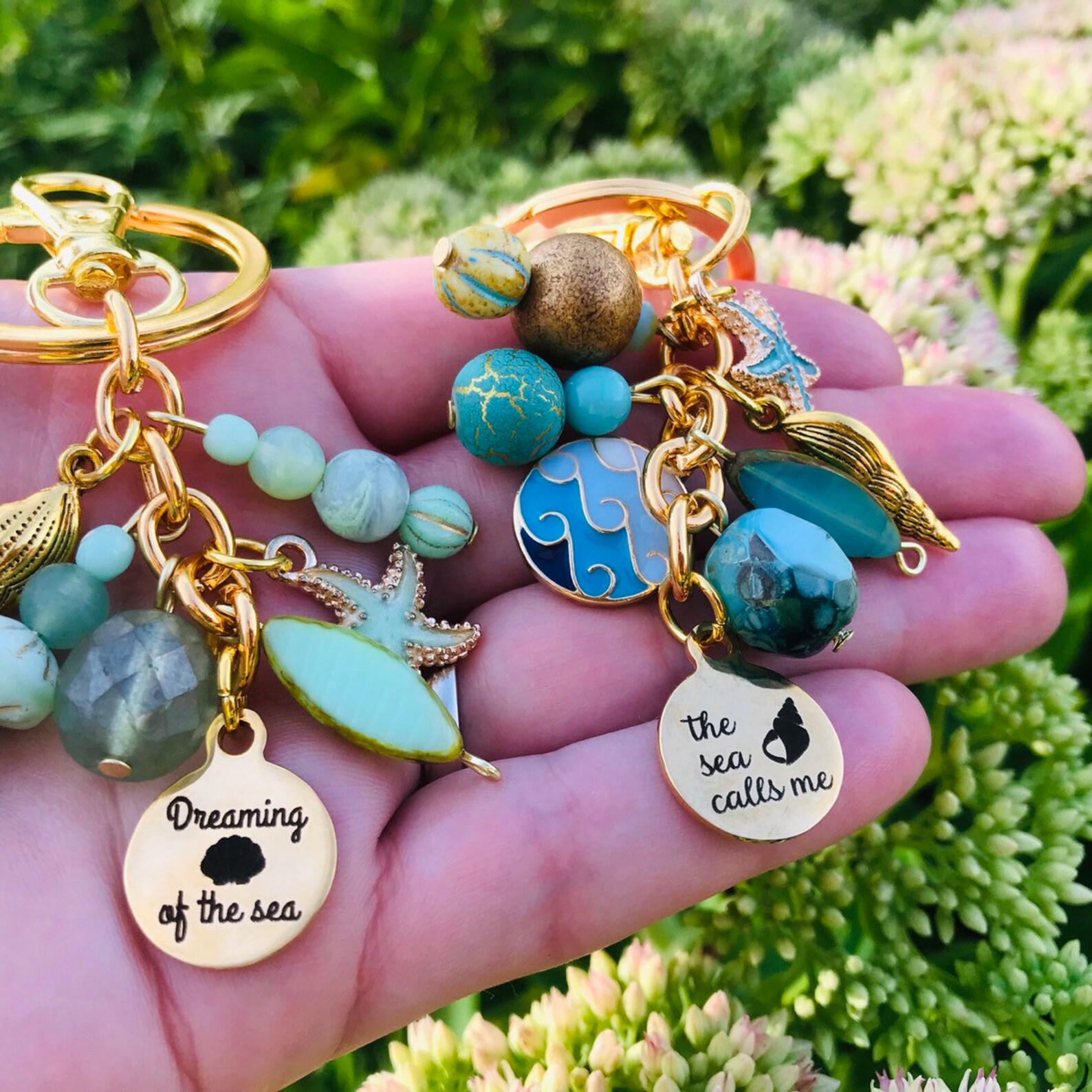 Chunky Ocean Keychains Beach Purse Charms Waves Keychain | Etsy