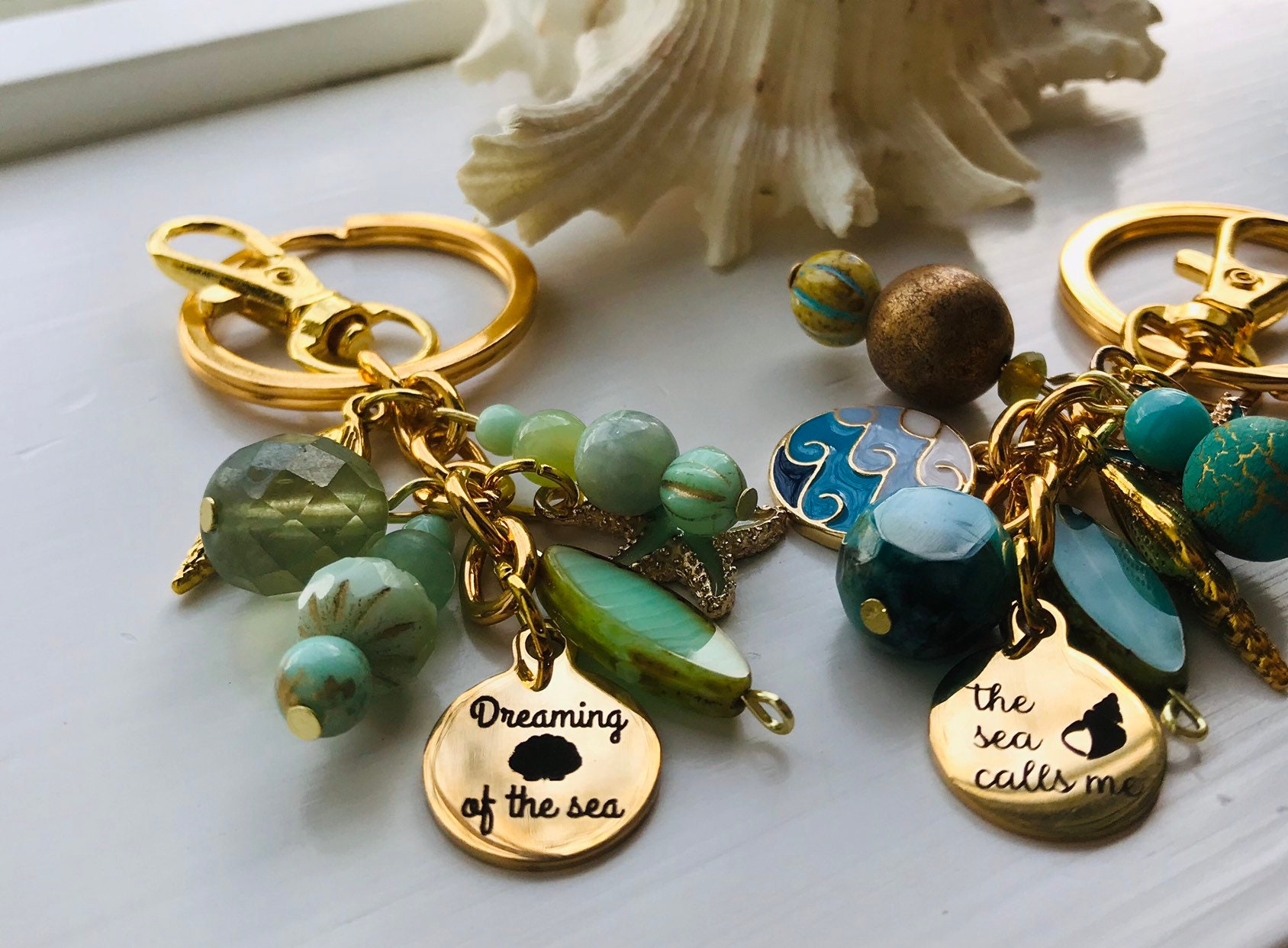 Chunky Ocean Keychains Beach Purse Charms Waves Keychain | Etsy