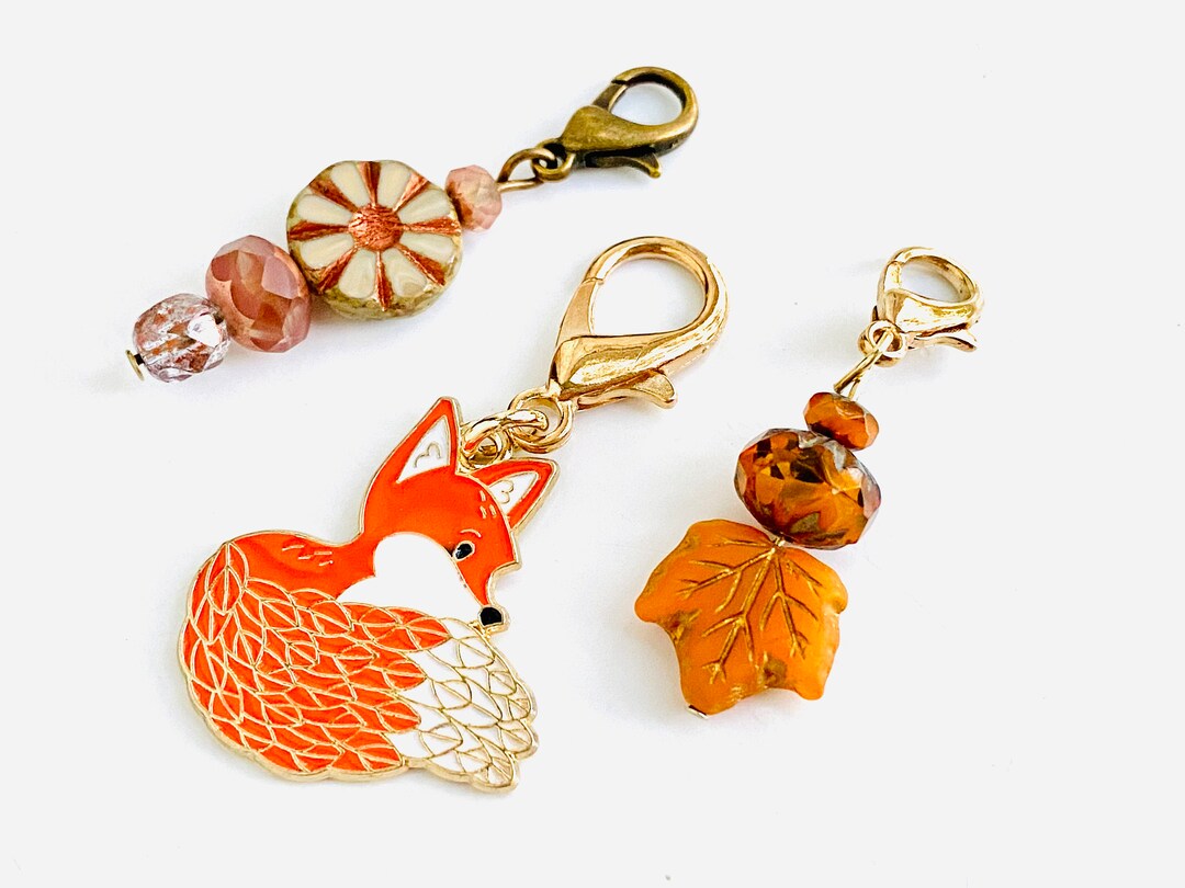 Set of 3 Autumn Zipper Pulls, Fox Zipper Pull, Fall Leaf Zipper Charm ...