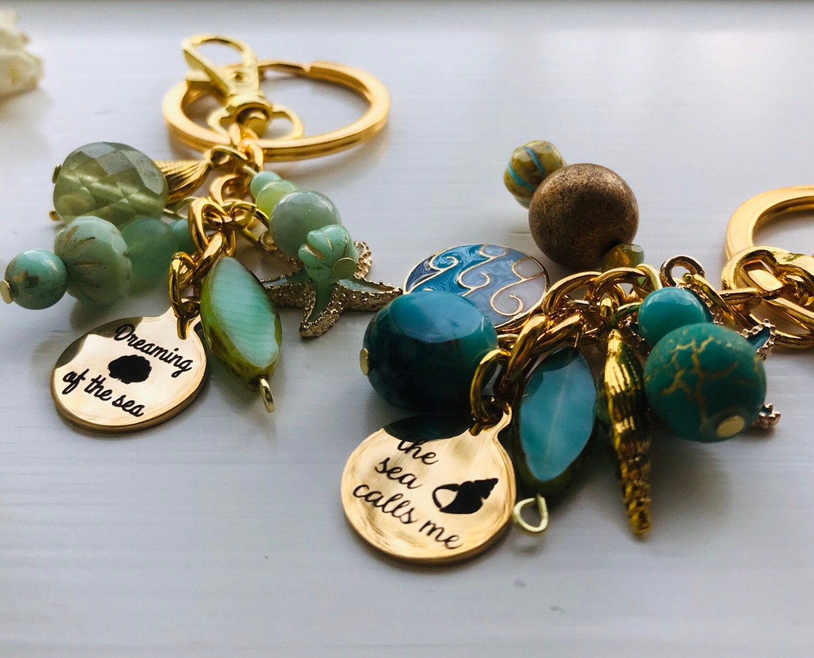 Chunky Ocean Keychains Beach Purse Charms Waves Keychain | Etsy