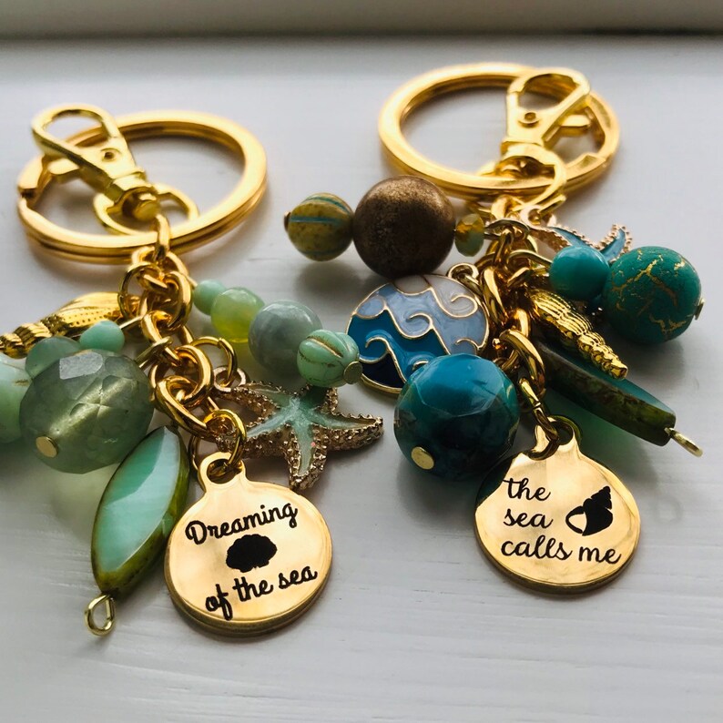 Chunky Ocean Keychains Beach Purse Charms Waves Keychain | Etsy