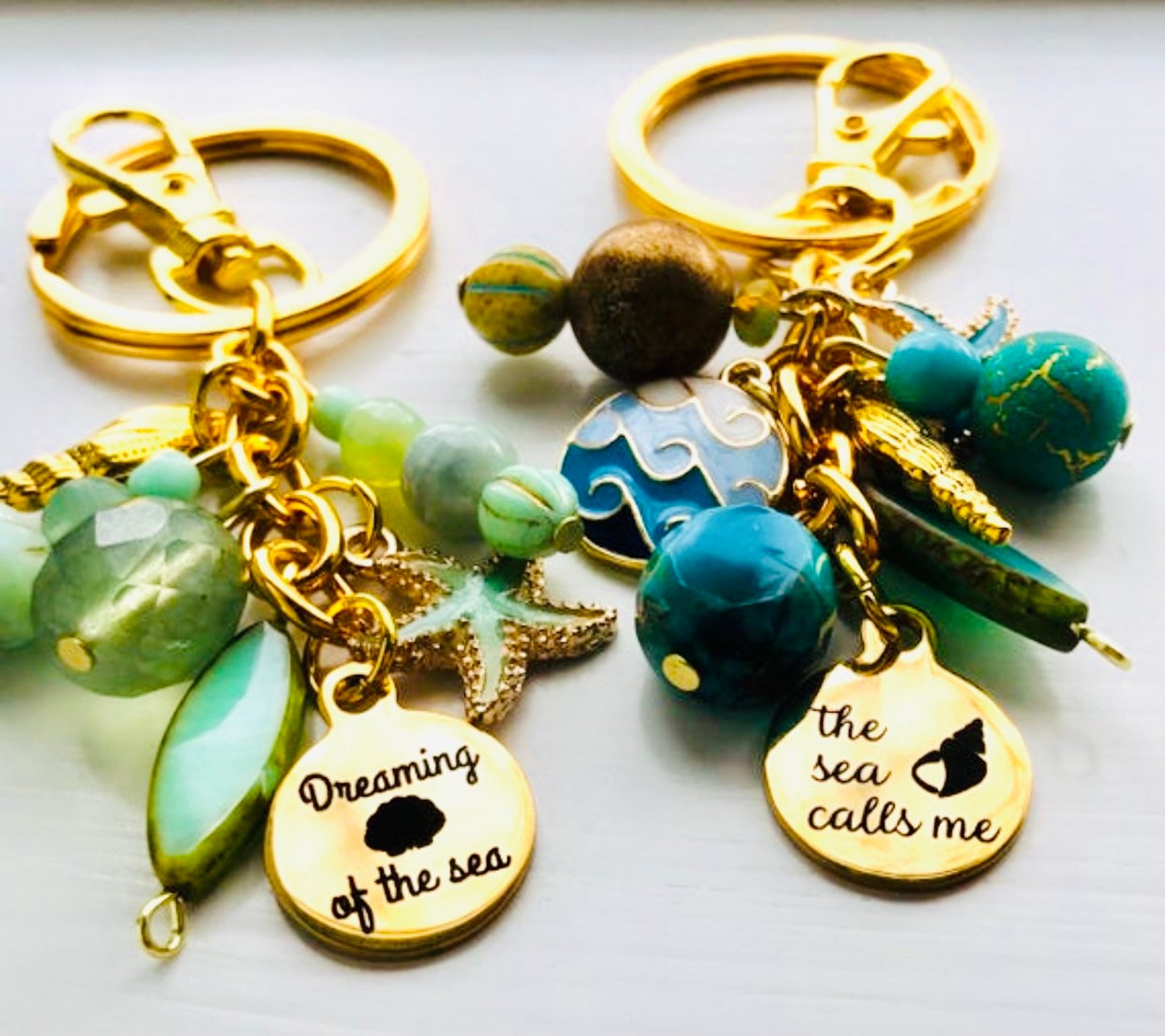 Chunky Ocean Keychains Beach Purse Charms Waves Keychain | Etsy