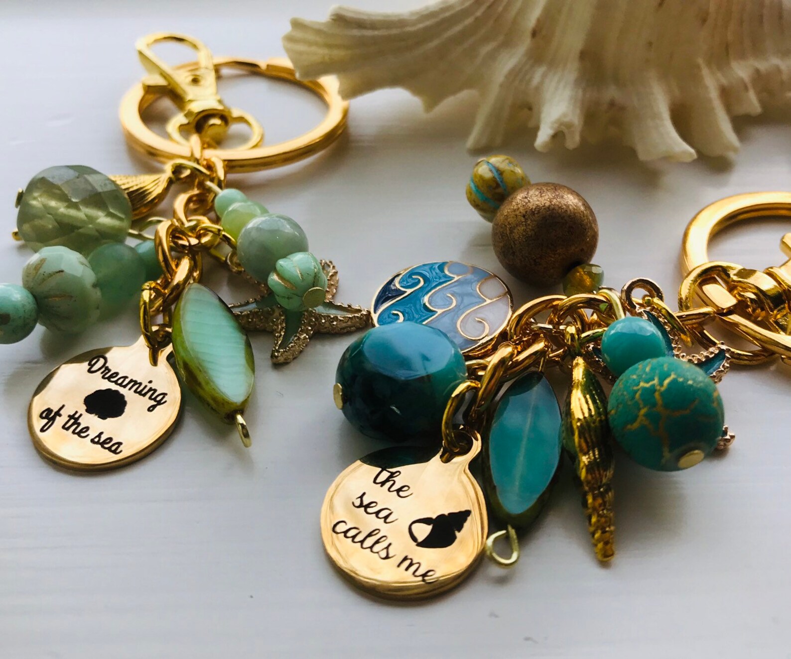 Chunky Ocean Keychains Beach Purse Charms Waves Keychain | Etsy