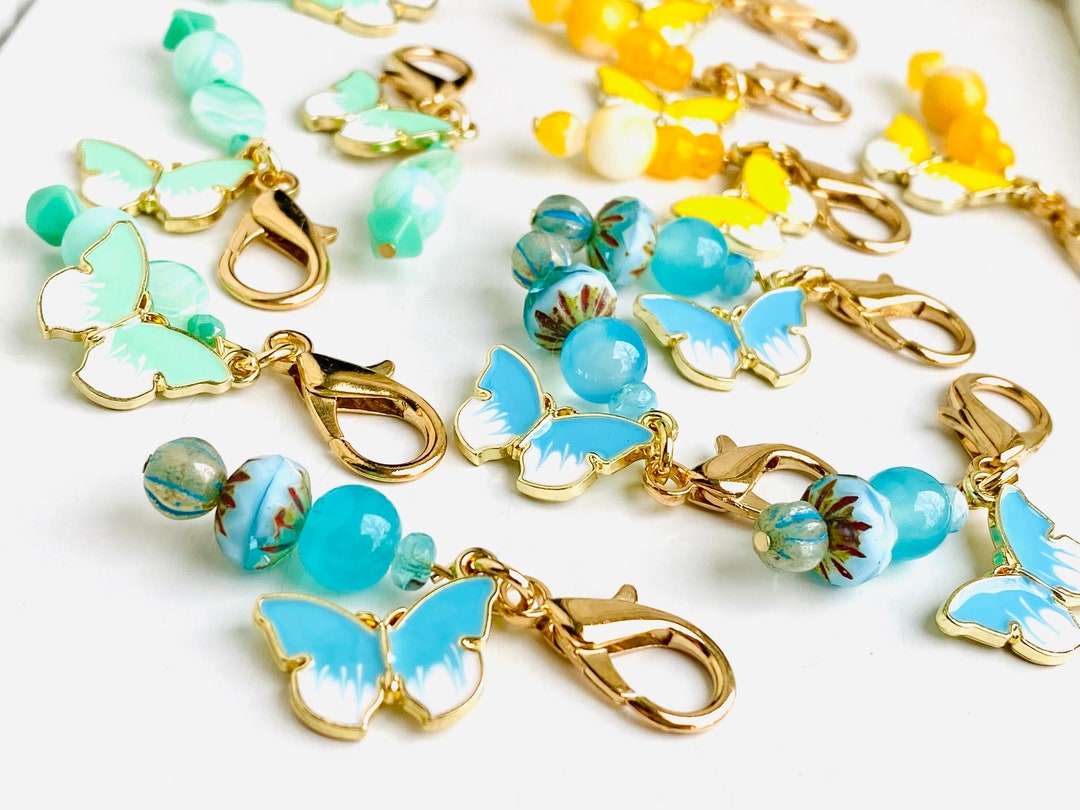 1 Watercolor Butterfly Zipper Pull: Enamel Charm With Czech Glass Beads ...