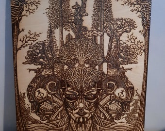 Unframed A3 Size Majestic Tribal Tattoo Elephant Pyrography wood ...