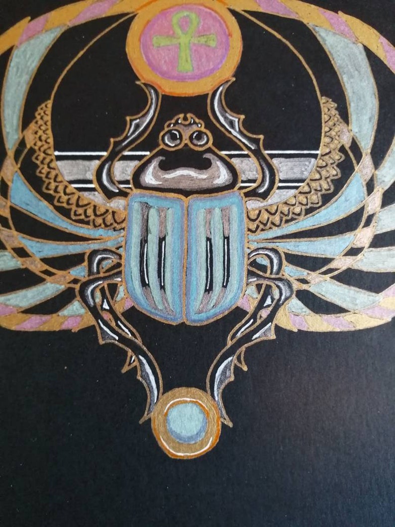 Unframed A3 Size Drawing of ancient Egyptian Scarab - Etsy