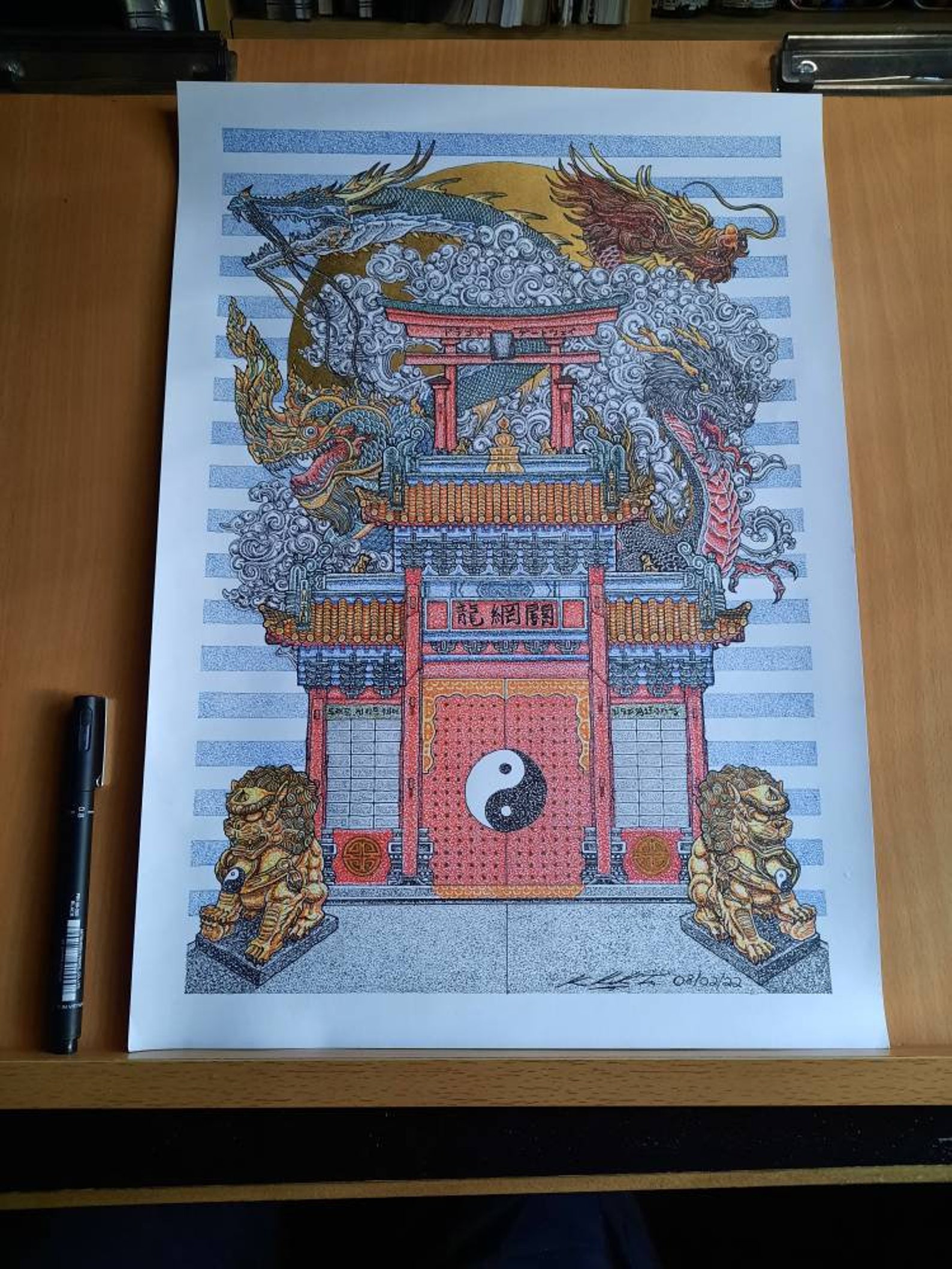 Unframed A3 Size "dragon's Gateway" Tattoo Fantasy Ink Drawing - Etsy UK