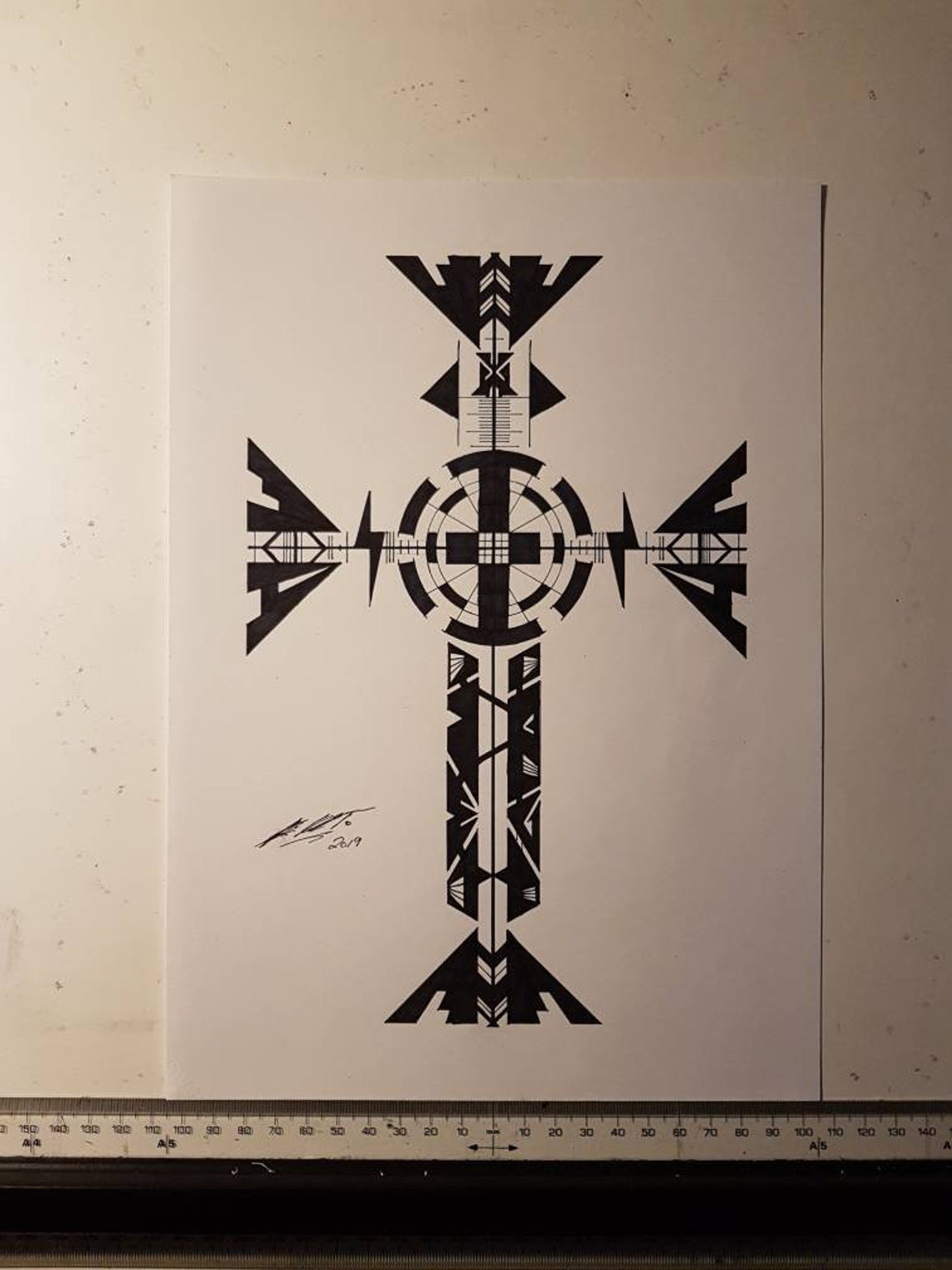 Set of 2 Unframed A4 Ink Drawings celtic Cross & egyptian Ankh Tattoo ...