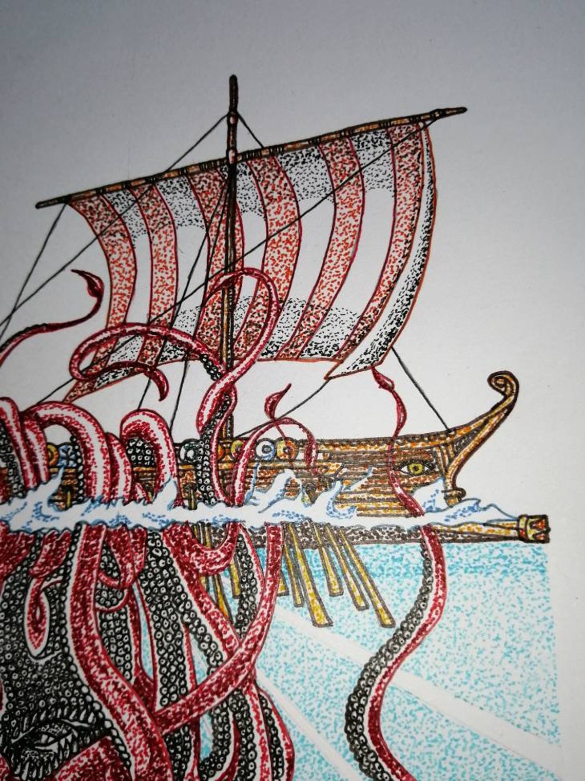 Unframed A3 Size release the Kraken Original Ink - Etsy