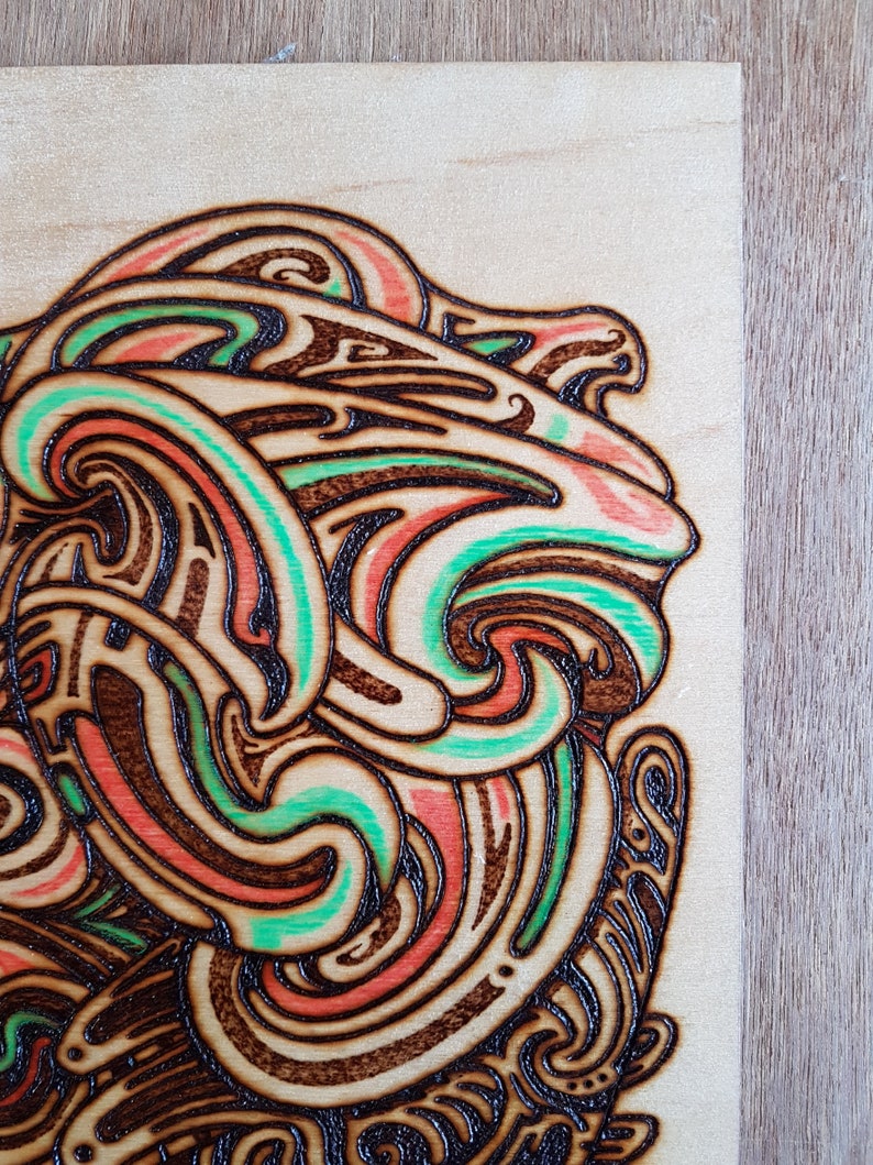 Unframed A3 Size Majestic Tribal Tattoo Elephant Pyrography wood ...