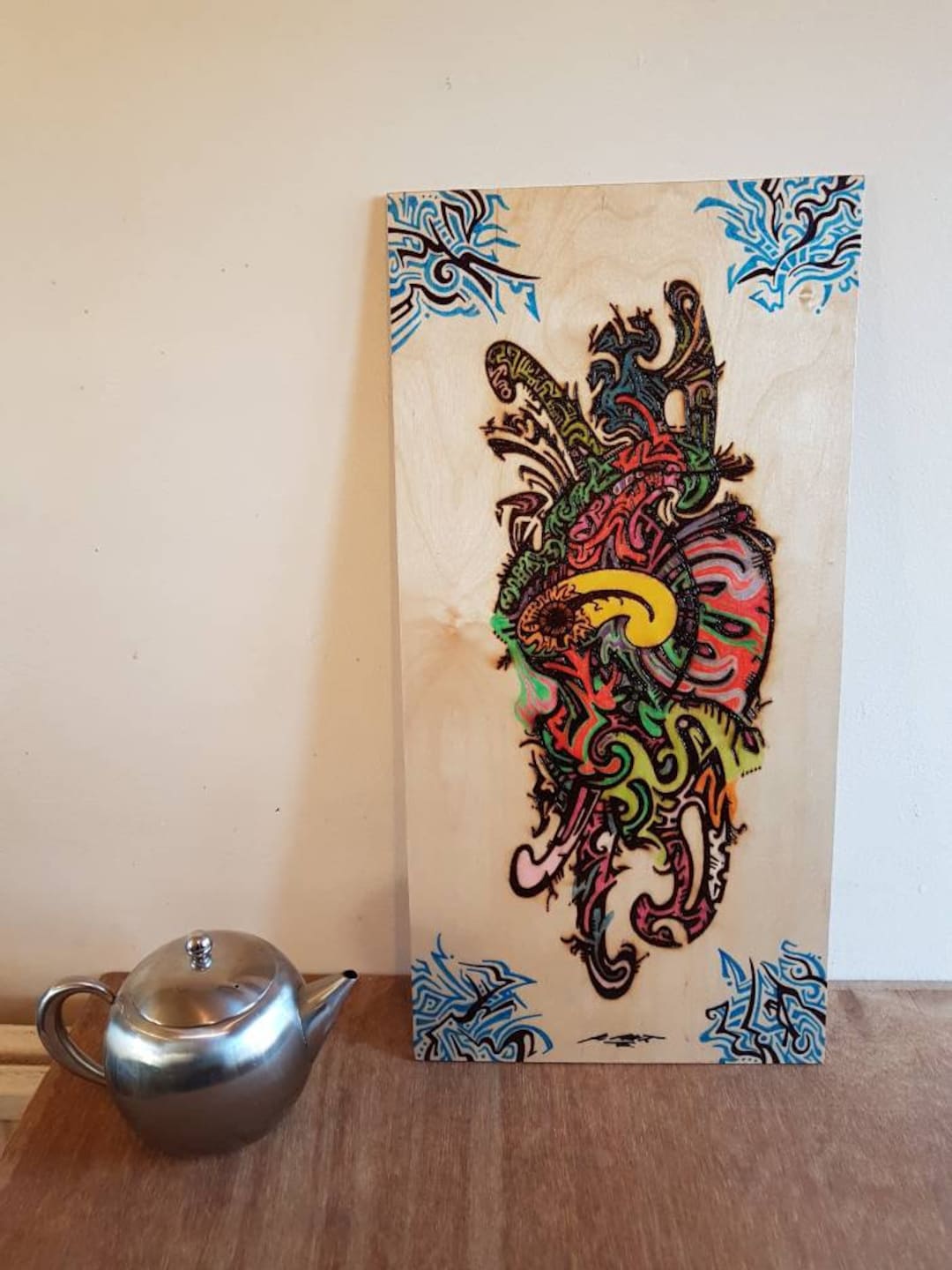 Unframed Abstract Tribal Surreal Tattoo Pyrography wood Burning Art - Etsy