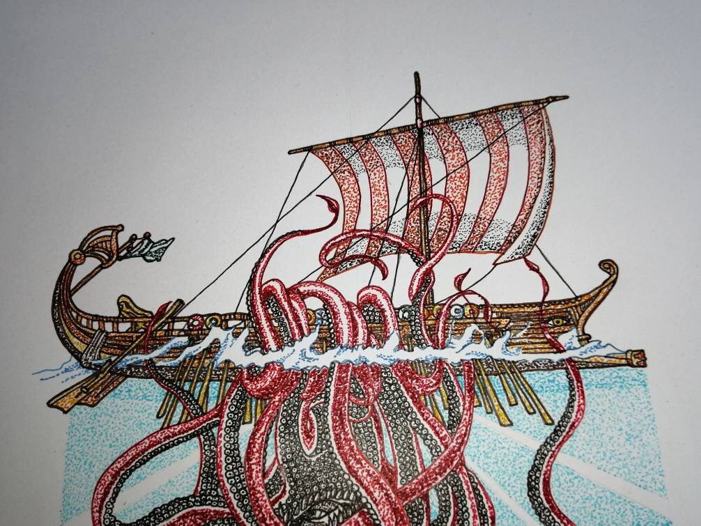 Unframed A3 Size release the Kraken Original Ink - Etsy