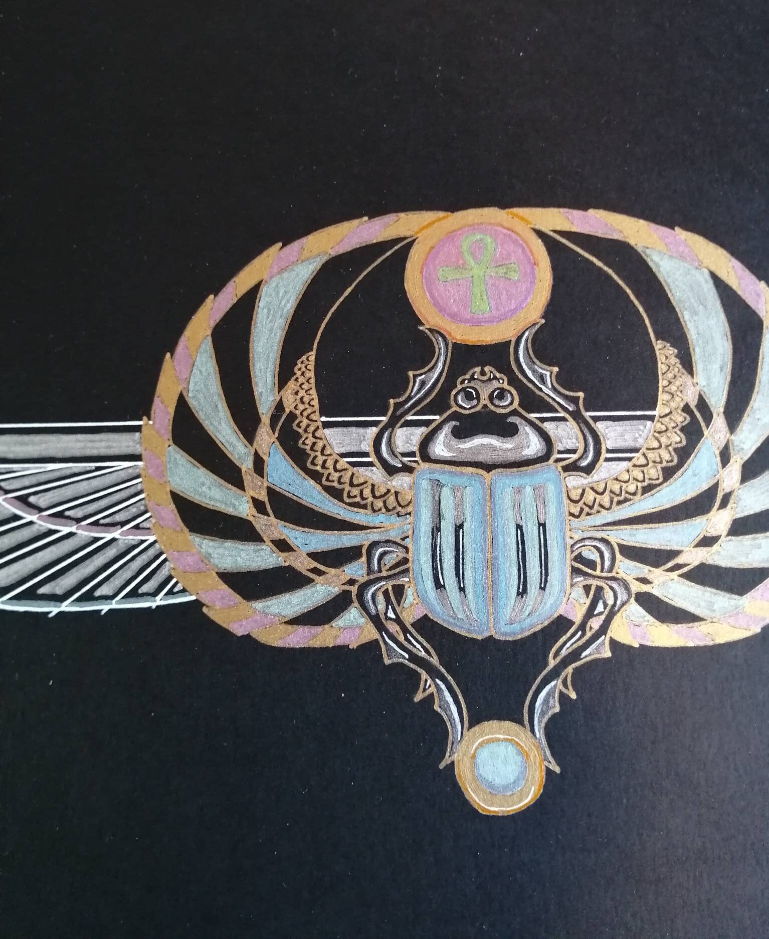 Unframed A3 Size Drawing of ancient Egyptian Scarab - Etsy