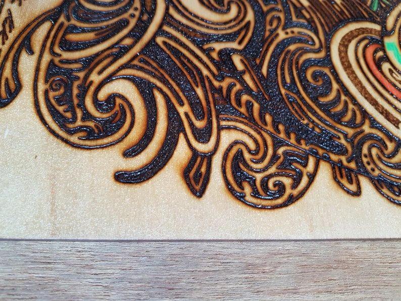 Unframed A3 Size Majestic Tribal Tattoo Elephant Pyrography wood ...