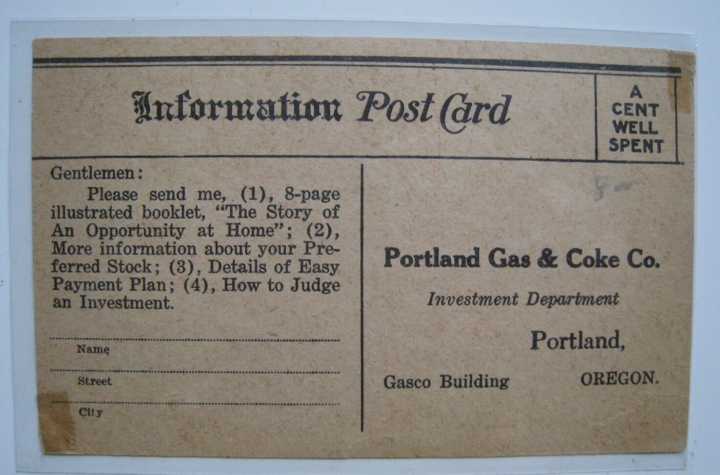 Portland, Oregon. Portland Gas & Coke Co. Flyer - Etsy