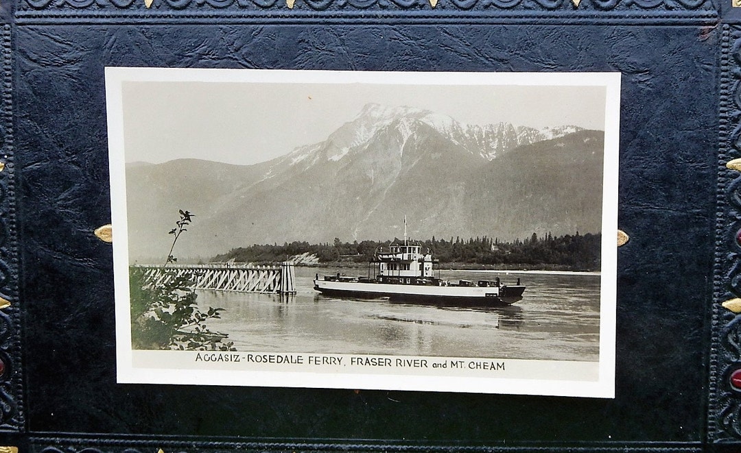 Canada-rosedale Ferry, Fraser River and Mt. Cheam. Accasiz 1920s RPPC ...
