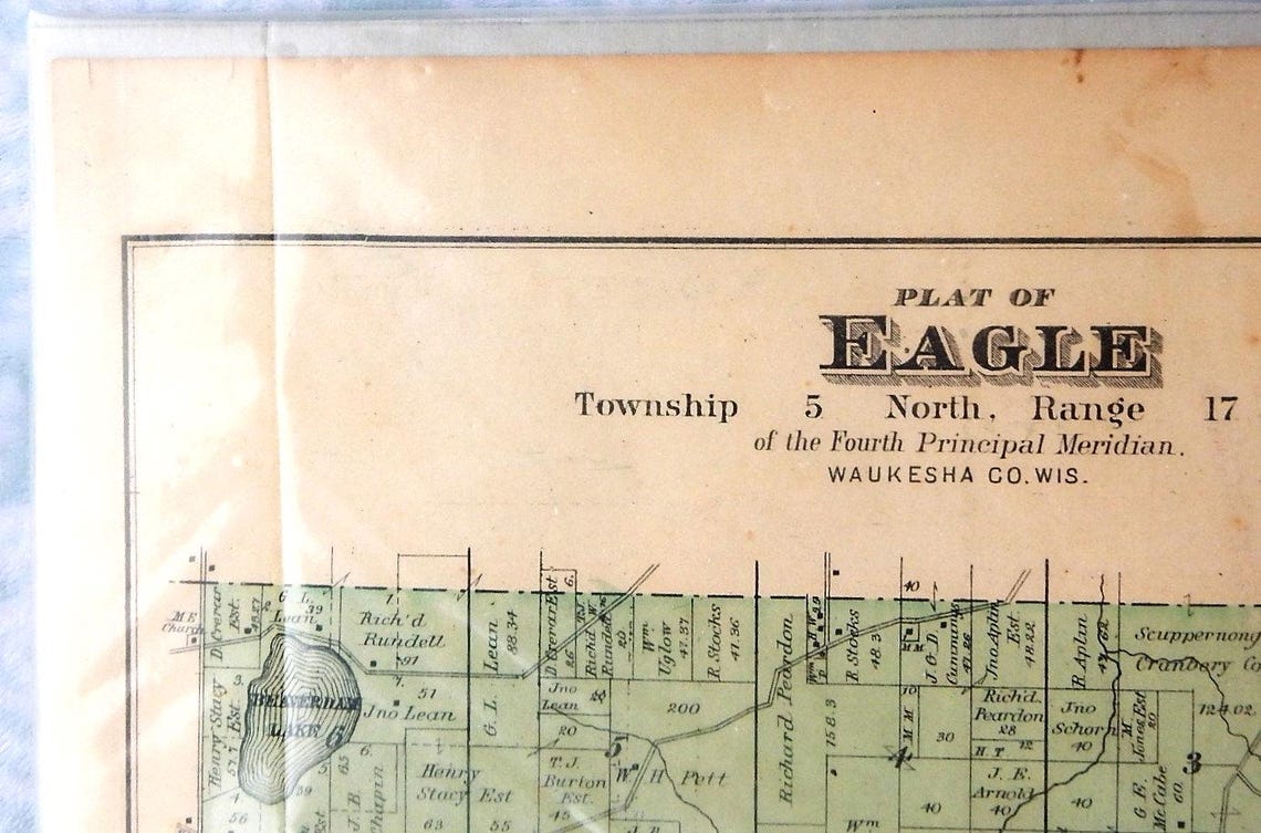 Eagle, Wisconsin. 1891 Plat of Eagle. Waukesha County-wisconsin - Etsy