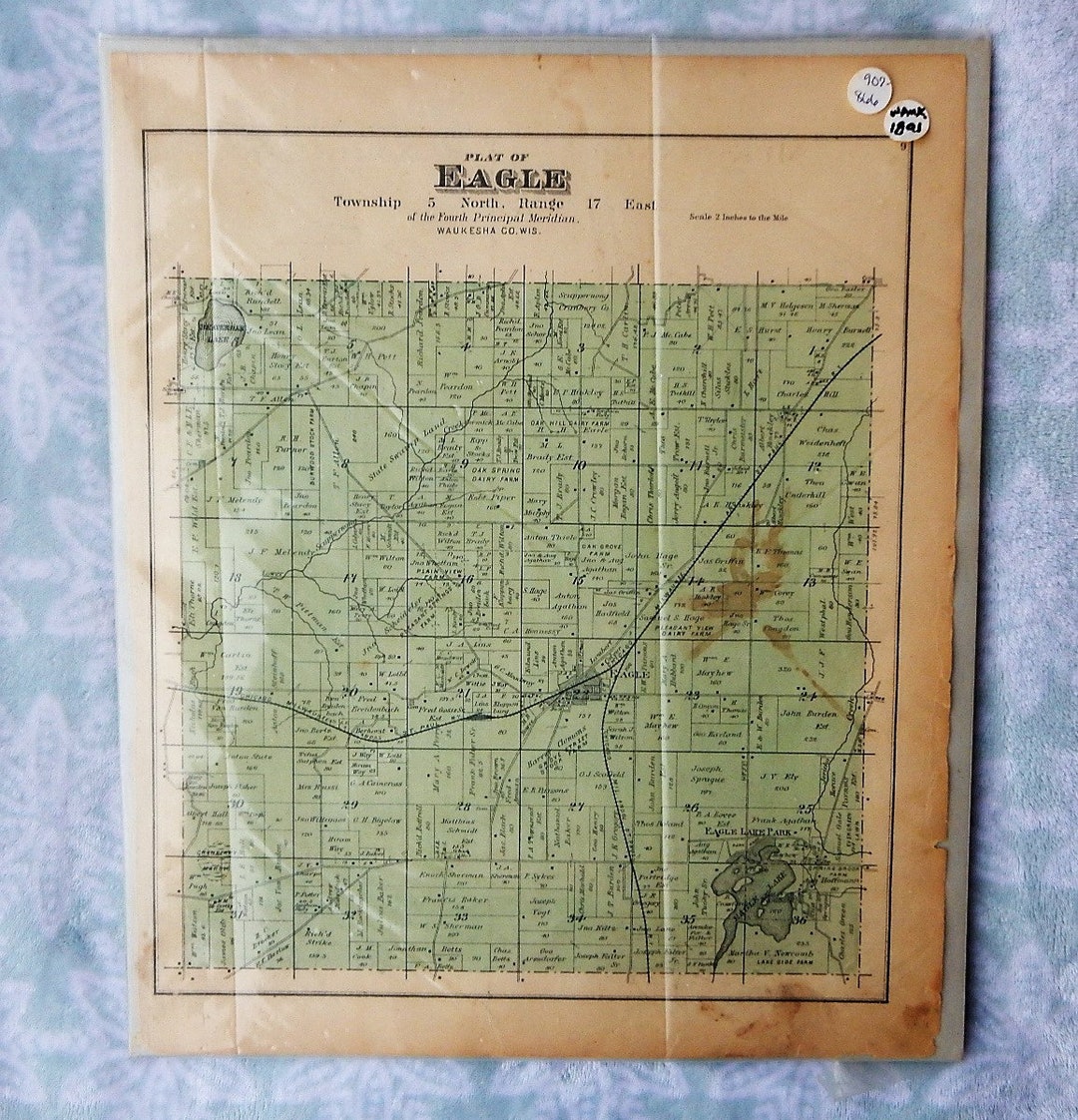 Eagle, Wisconsin. 1891 Plat of Eagle. Waukesha County-wisconsin - Etsy