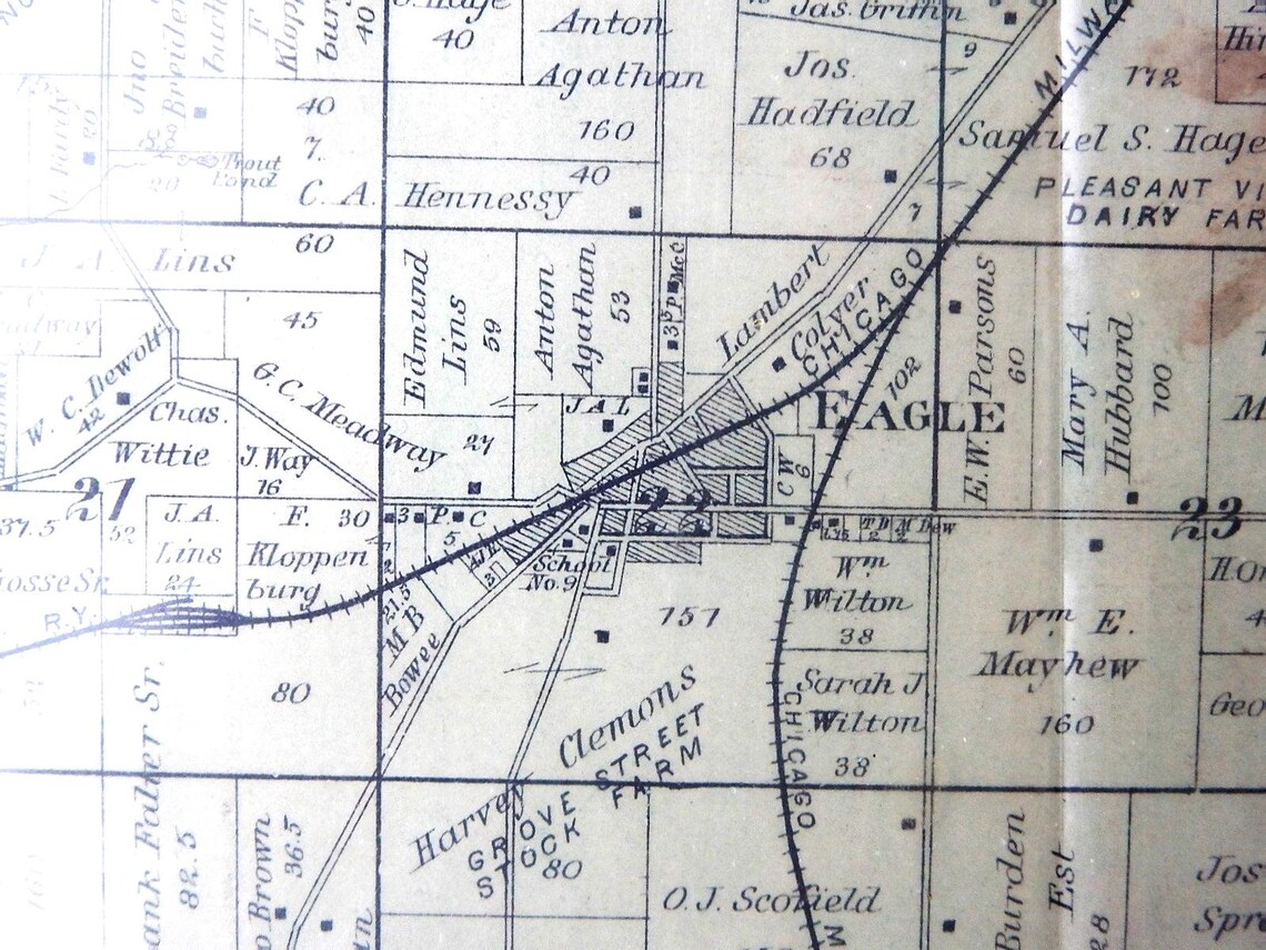 Eagle, Wisconsin. 1891 Plat of Eagle. Waukesha County-wisconsin - Etsy