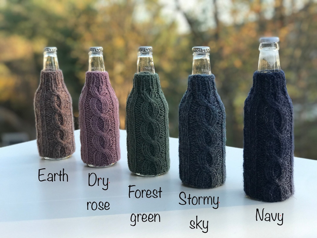 Wool Knit Bottle Cozy: Unique Drink Insulator - Etsy