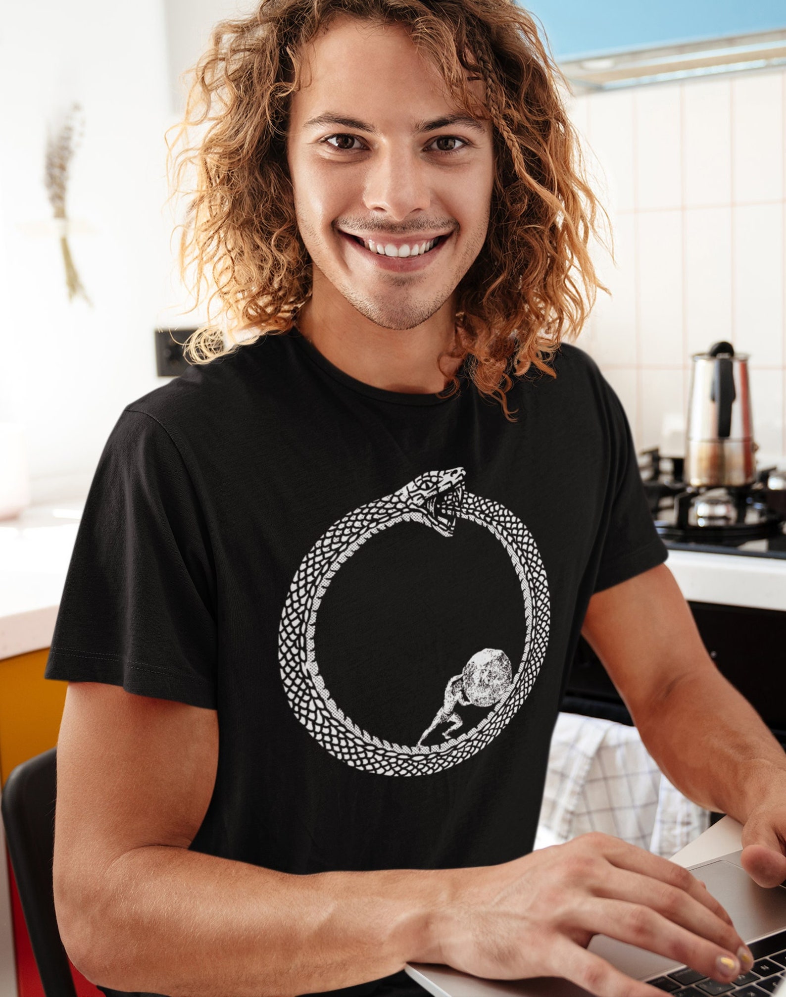 Sisyphus in an Ouroboros Snake Unisex Philosophy T-shirt for - Etsy