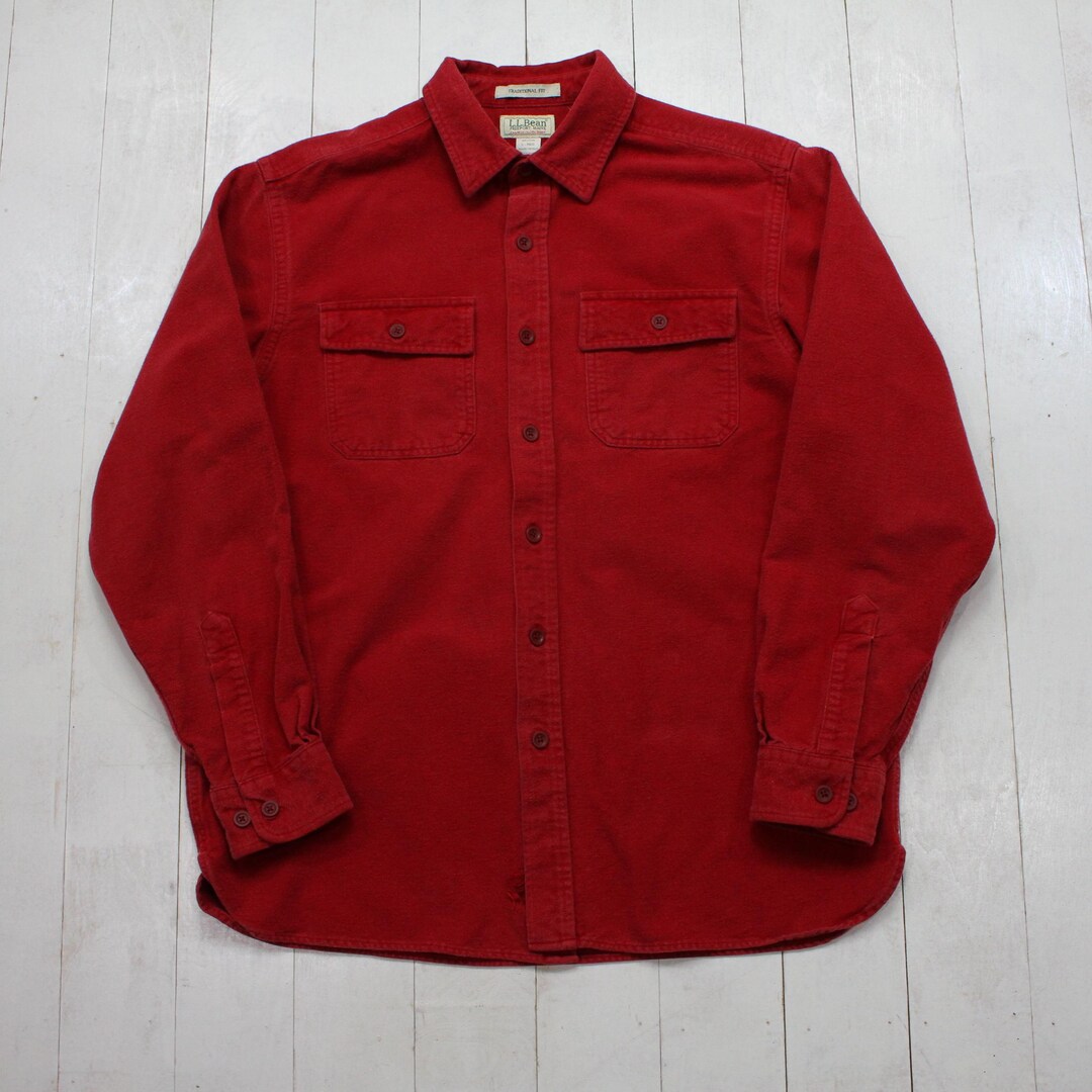 2010s LL Bean Red Chamois Buttup up Shirt Size L - Etsy