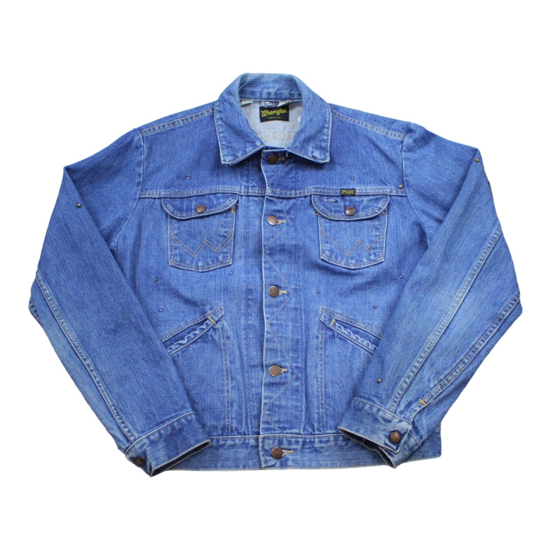 1970s Wrangler Denim Jacket With Studded Detailing Made in USA Size S/M ...