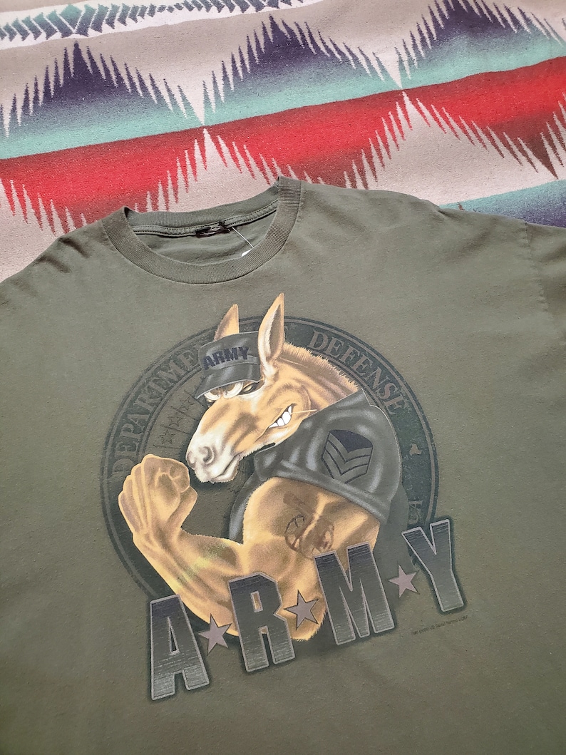 2000s US Army Mule Flexing T-shirt Size XXL/3XL - Etsy