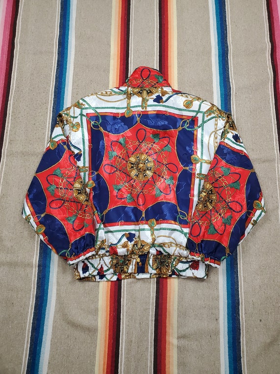 1980s/1990s Pan Asia Red & Blue Tassles Silk Scarf St… - Gem