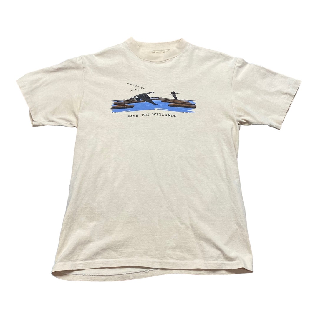 1980s 1984 Hanes Save the Wetlands Canada Goose Animal T-shirt Size M ...