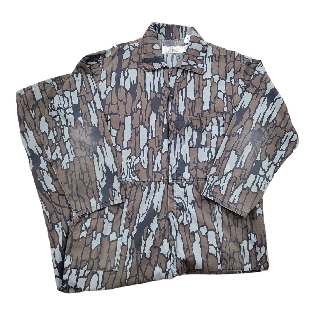 1980s/1990s Redhead Grey Trebark Camo Coveralls Made in USA Size XL/XXL ...