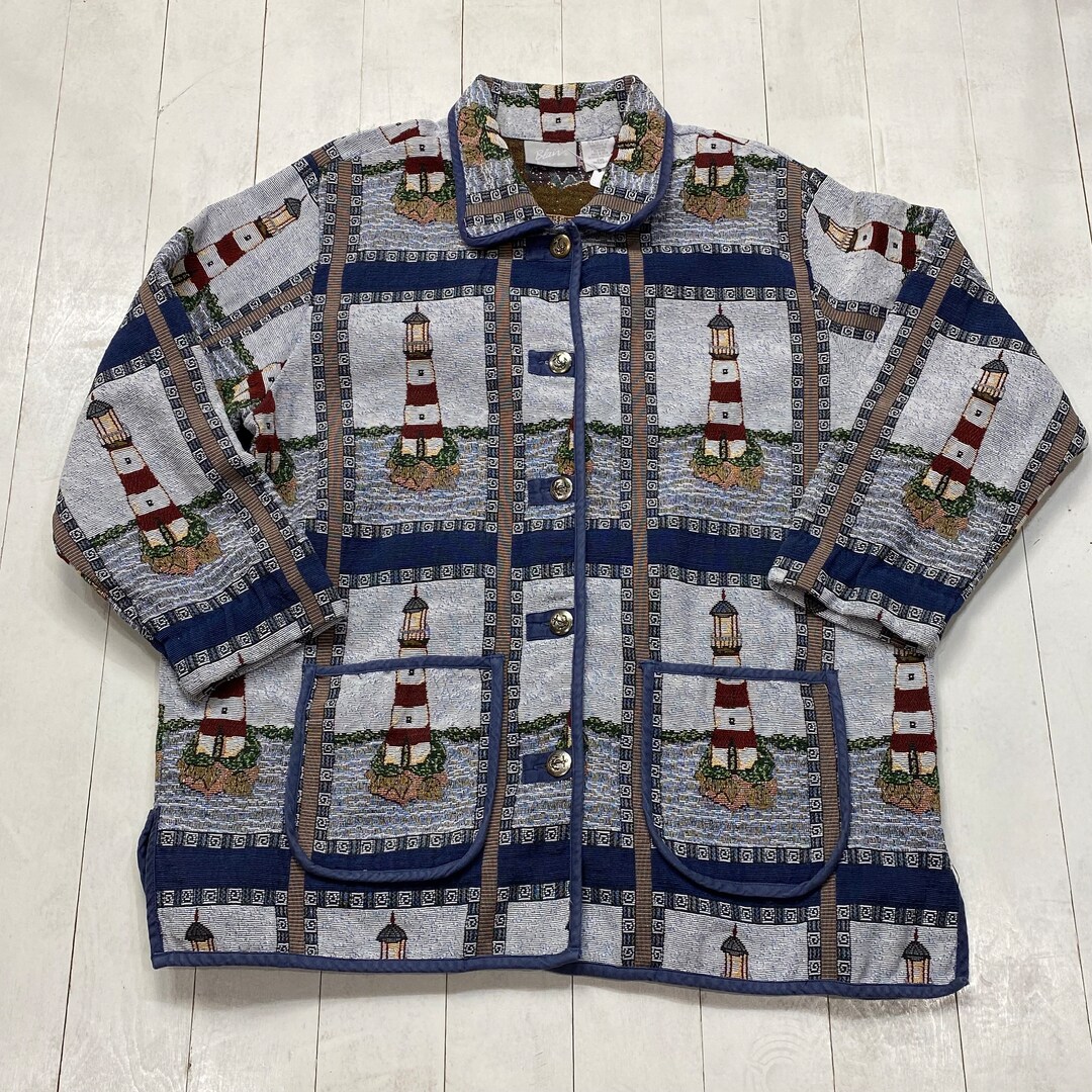2000s Y2K Blair Lighthouse Print Tapestry Chore Jacket Coat Size XXL - Etsy