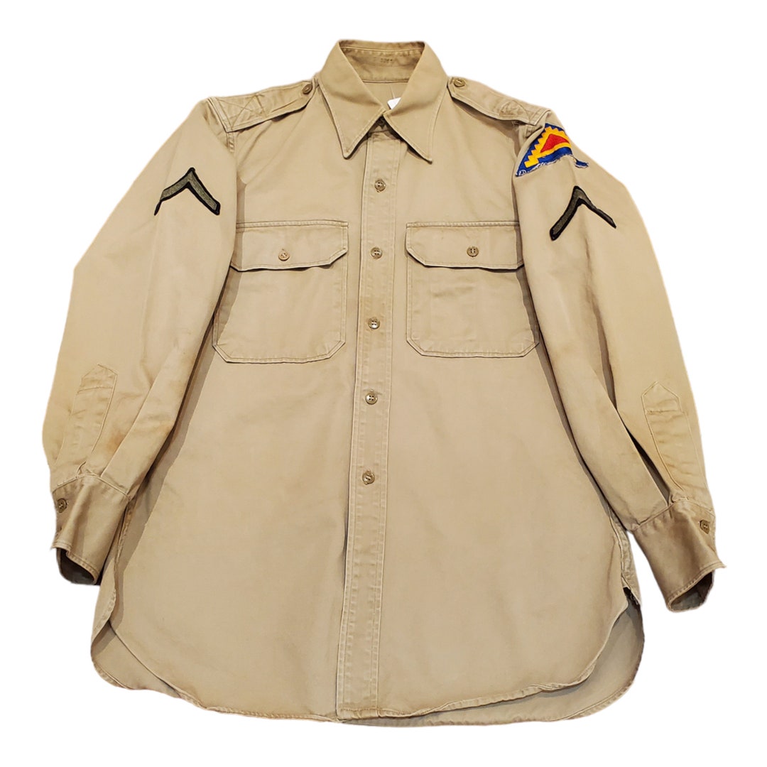 1940s/1950s US Army Officers Shirt Private E-2 Seventh Army Patches ...