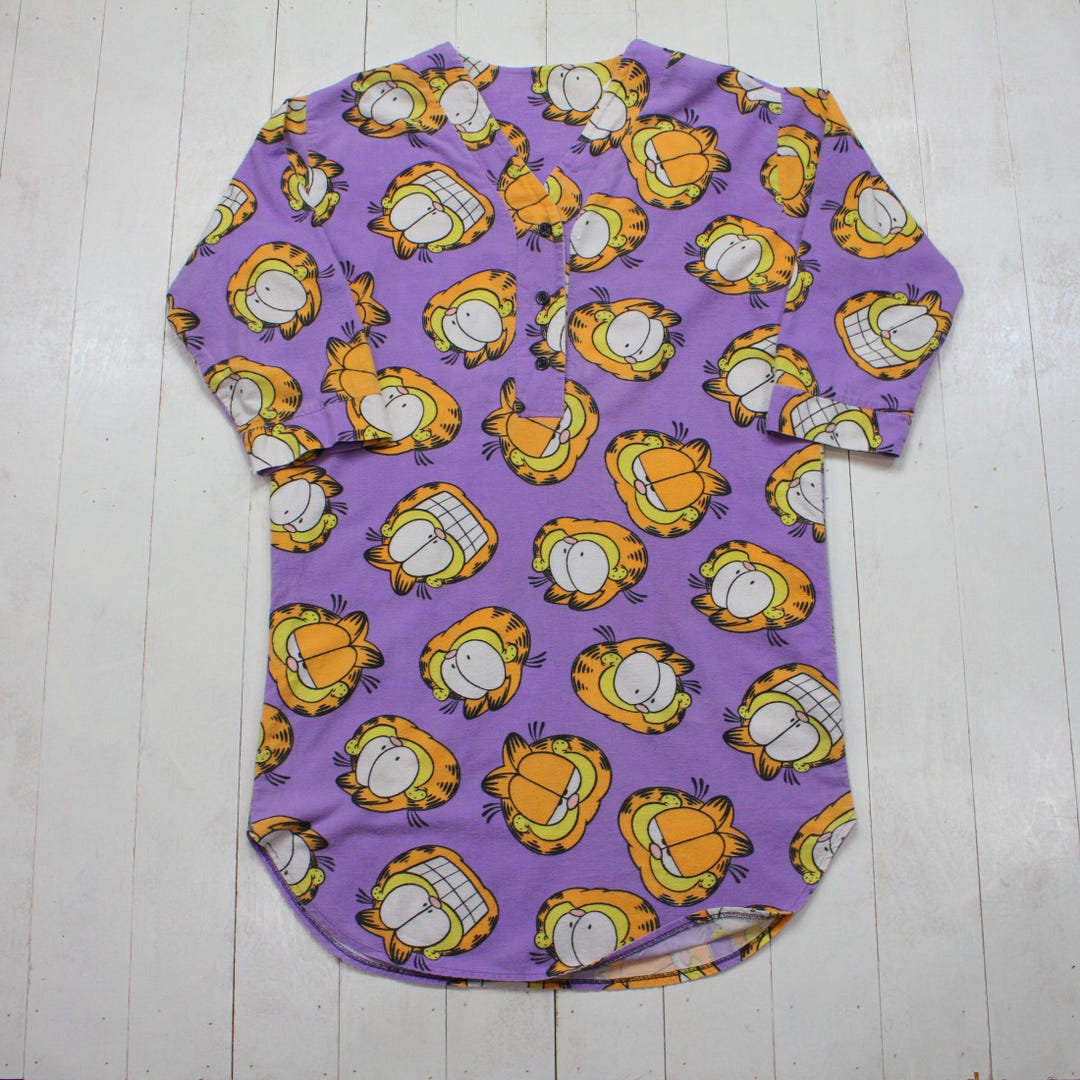 1970s/1980s 100% Pure Garfield Purple All Over Sleep Shirt Dress Size L ...
