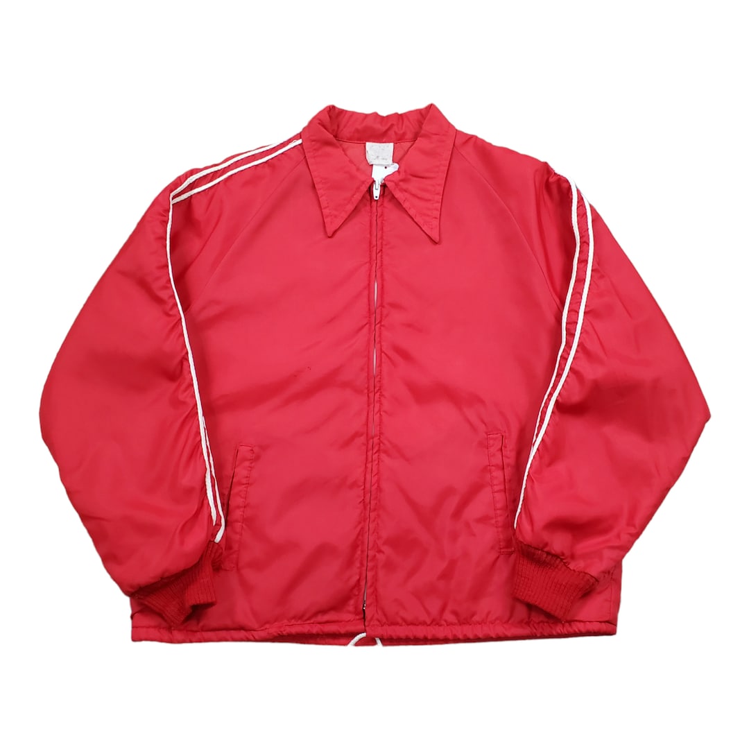 1980s Red Nylon Sports Jacket With Quilted Lining Size L - Etsy
