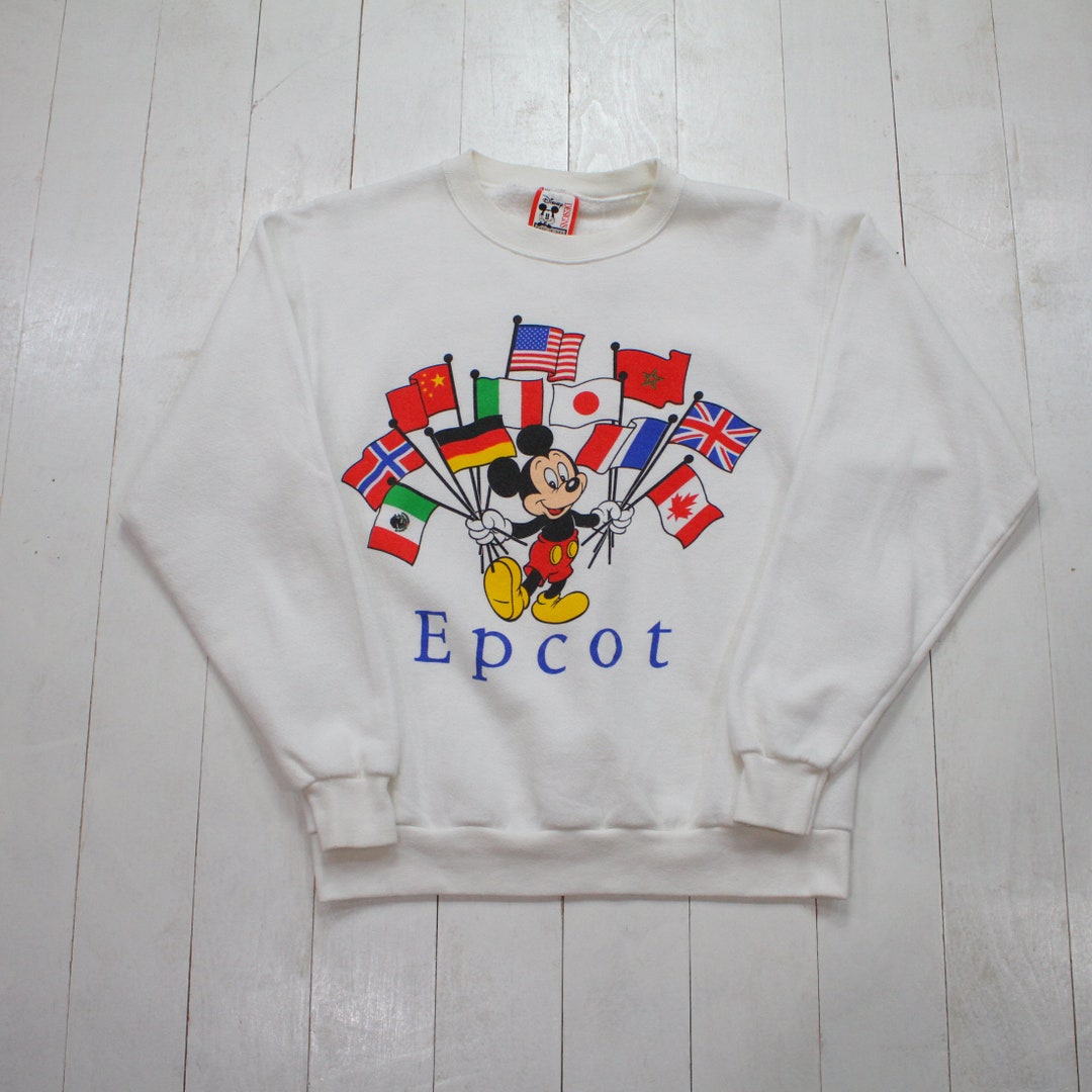 1980s/1990s Disney Designs Mickey Mouse Epcot Flag Sweatshirt Made in ...