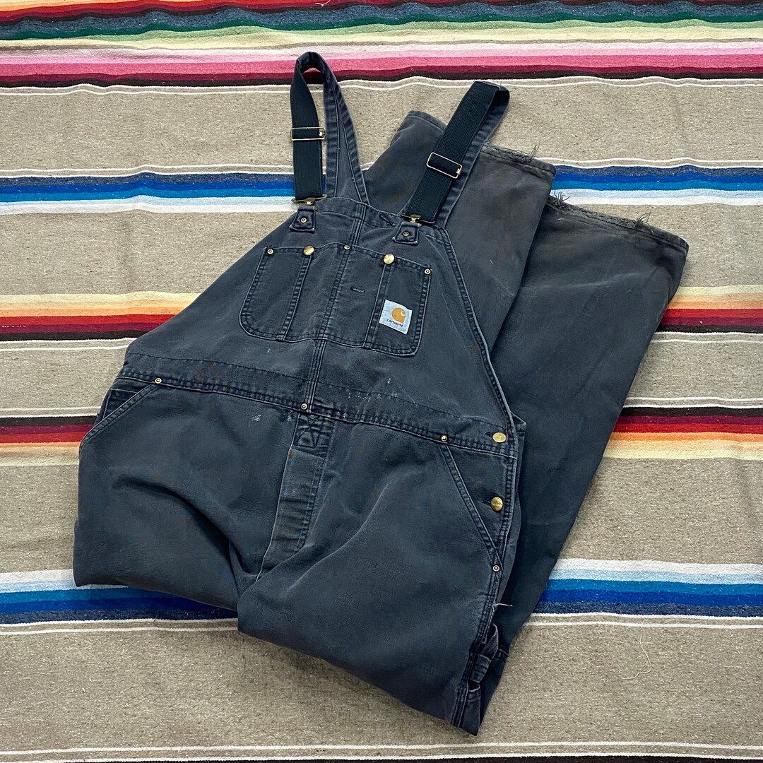 2000s Carhartt Faded Black Double Knee Overalls 42x30 - Etsy