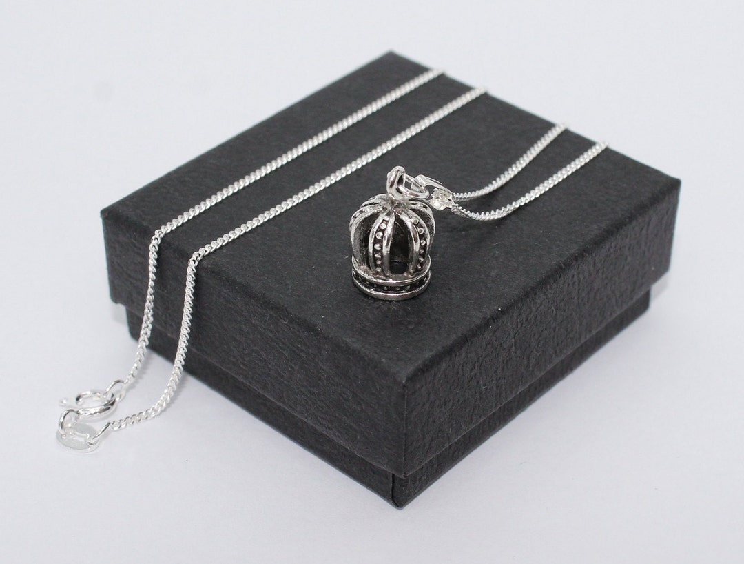 3D Imperial State Crown Necklace: Sterling Silver Curb Chain, Tibetan ...