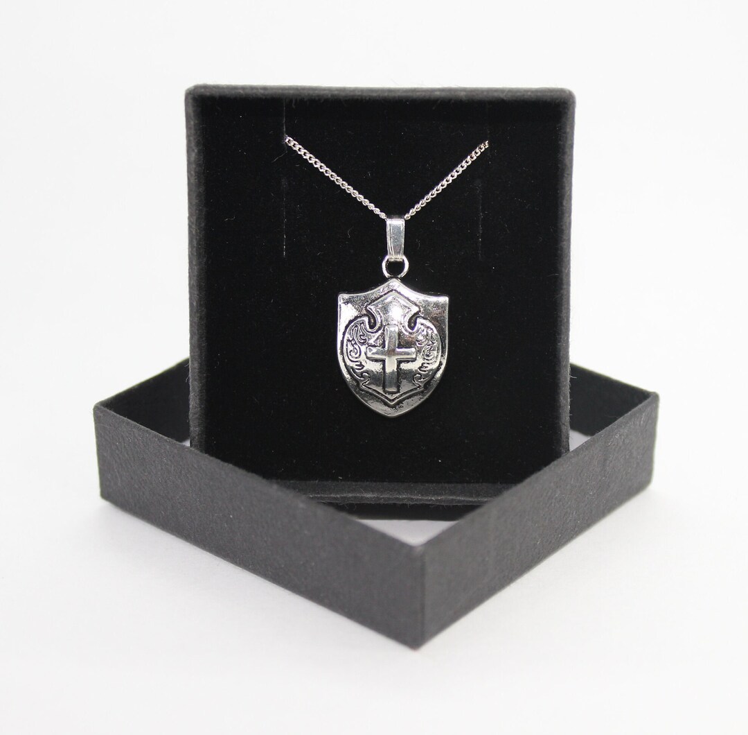 Medieval Shield Necklace - Sterling Silver Curb Chain With Tibetan ...