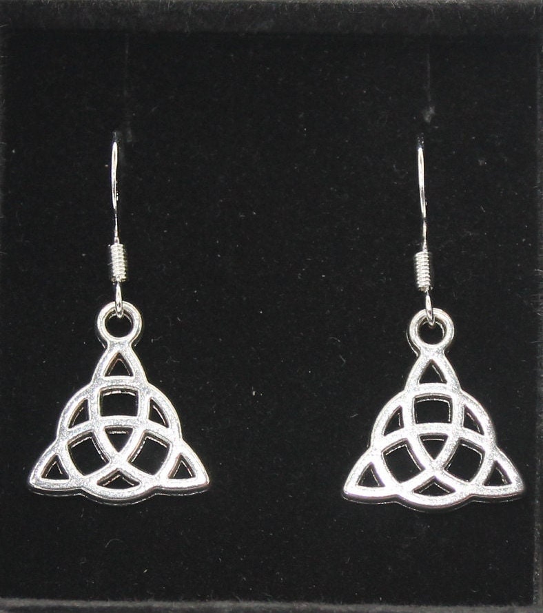 Mini Celtic Trinity Knot - Sterling Silver Fish Hooks With Tibetan ...
