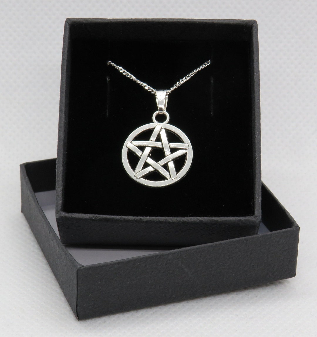 Pentacle / Pentagram - Sterling Silver Curb Chain Necklace With Tibetan ...