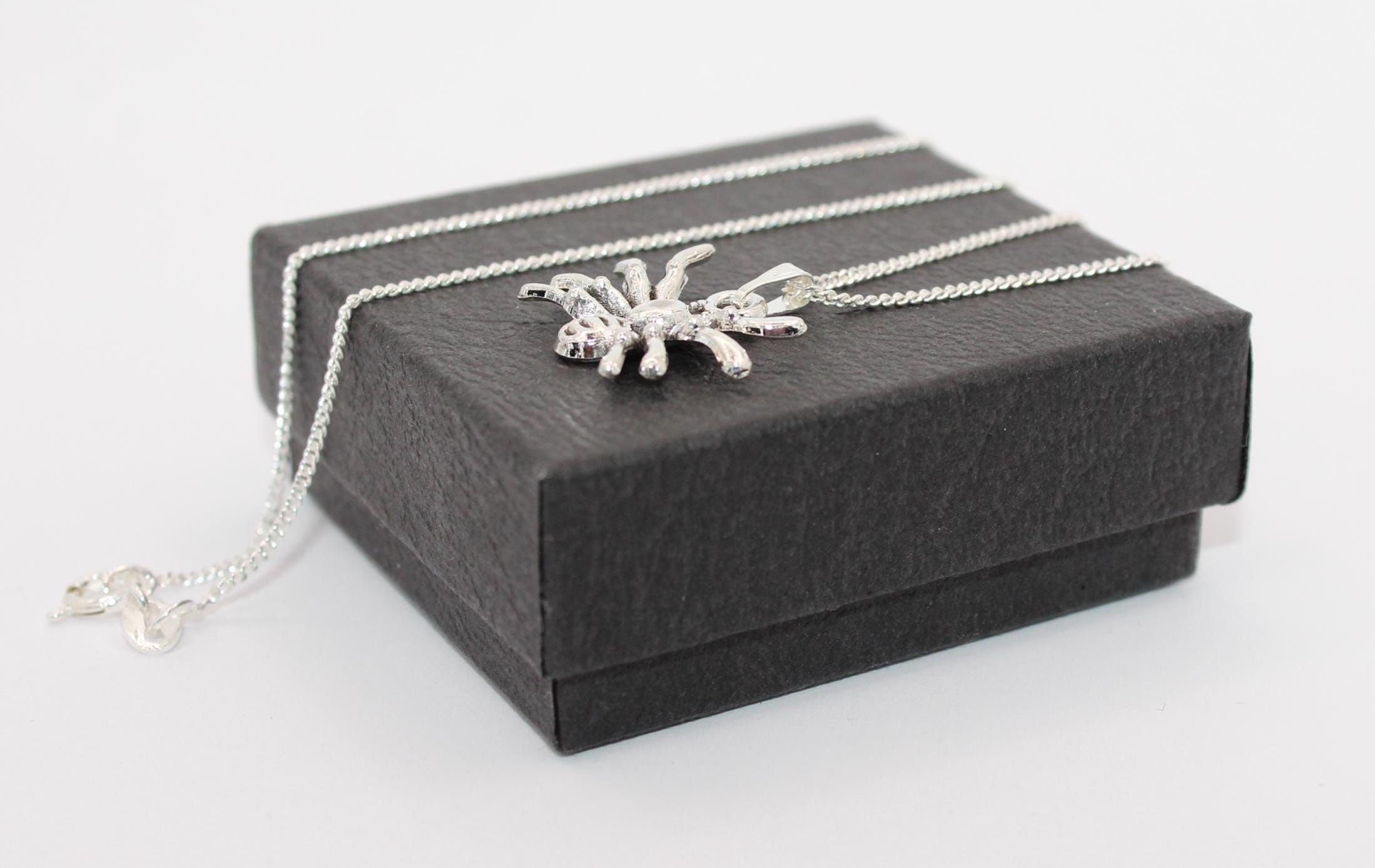 Tarantula / Spider Creepy Halloween - Sterling Silver Curb Chain ...