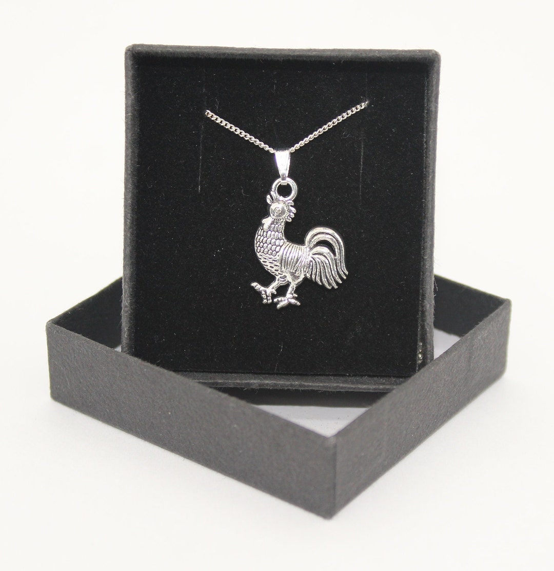 Chicken Necklace: 3D Rooster Pendant, Sterling Silver Chain, Tibetan ...