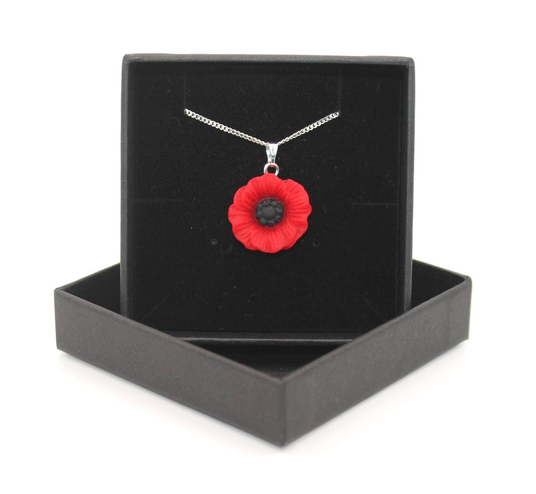 Poppy Necklace - Sterling Silver Curb Chain With Handmade Resin - Etsy