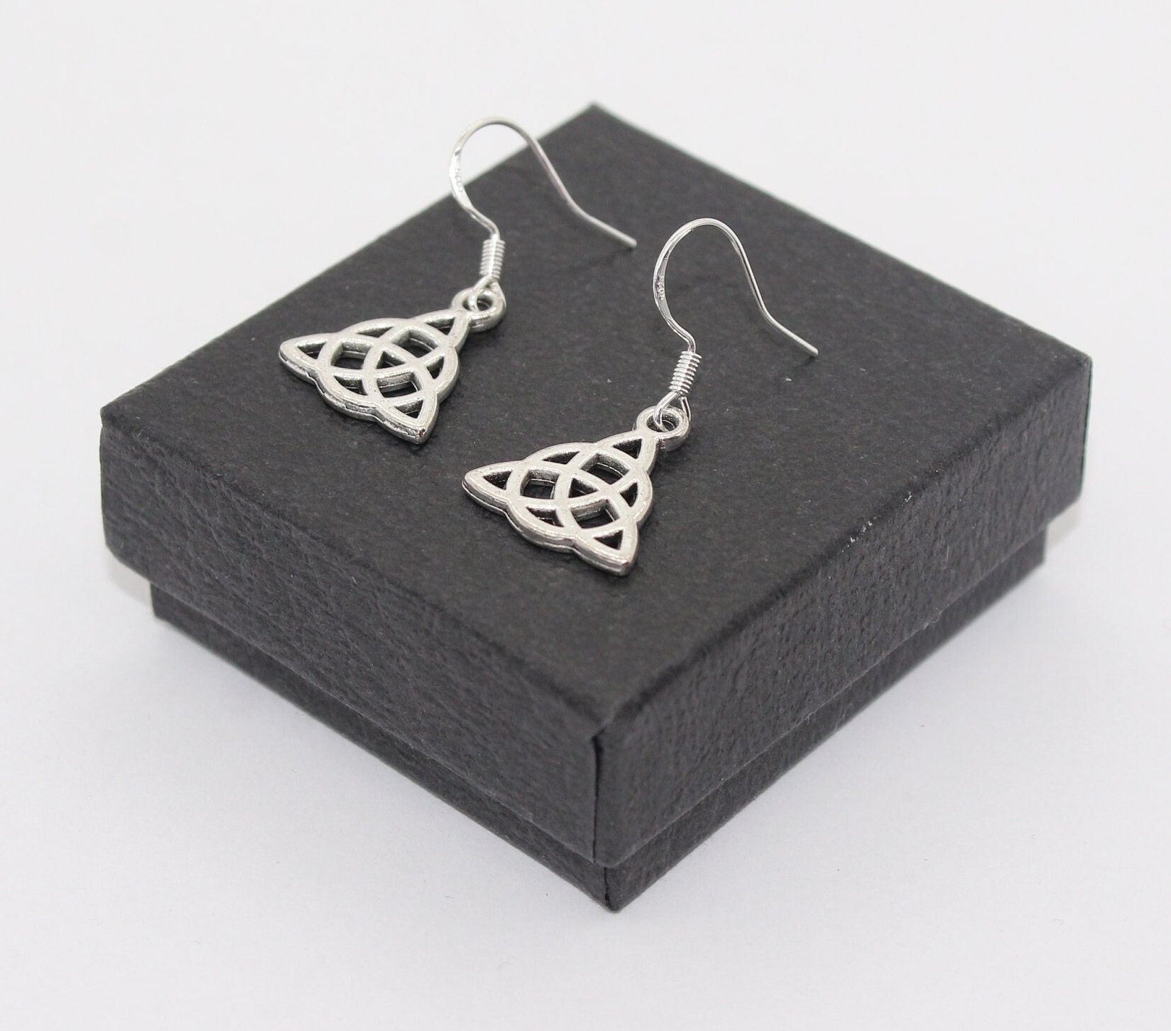 Mini Celtic Trinity Knot - Sterling Silver Fish Hooks With Tibetan ...